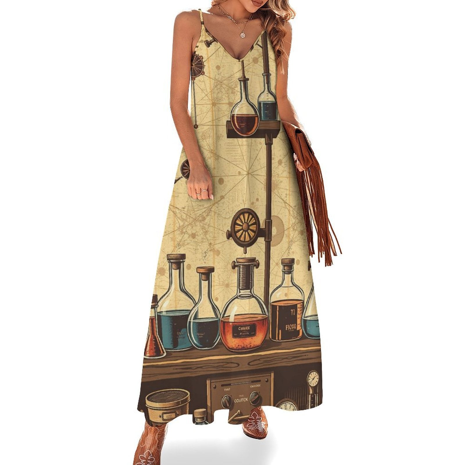 Vintage Science Old Chemistry Laboratory Seamless Pattern Sleeveless ...