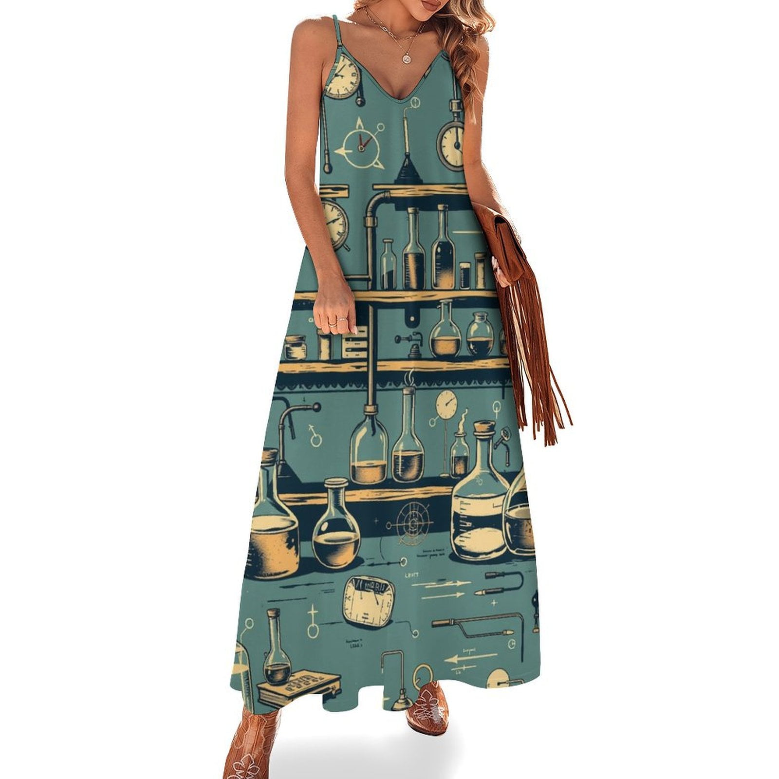 Vintage Science Old Chemistry Laboratory Seamless Pattern Sleeveless ...