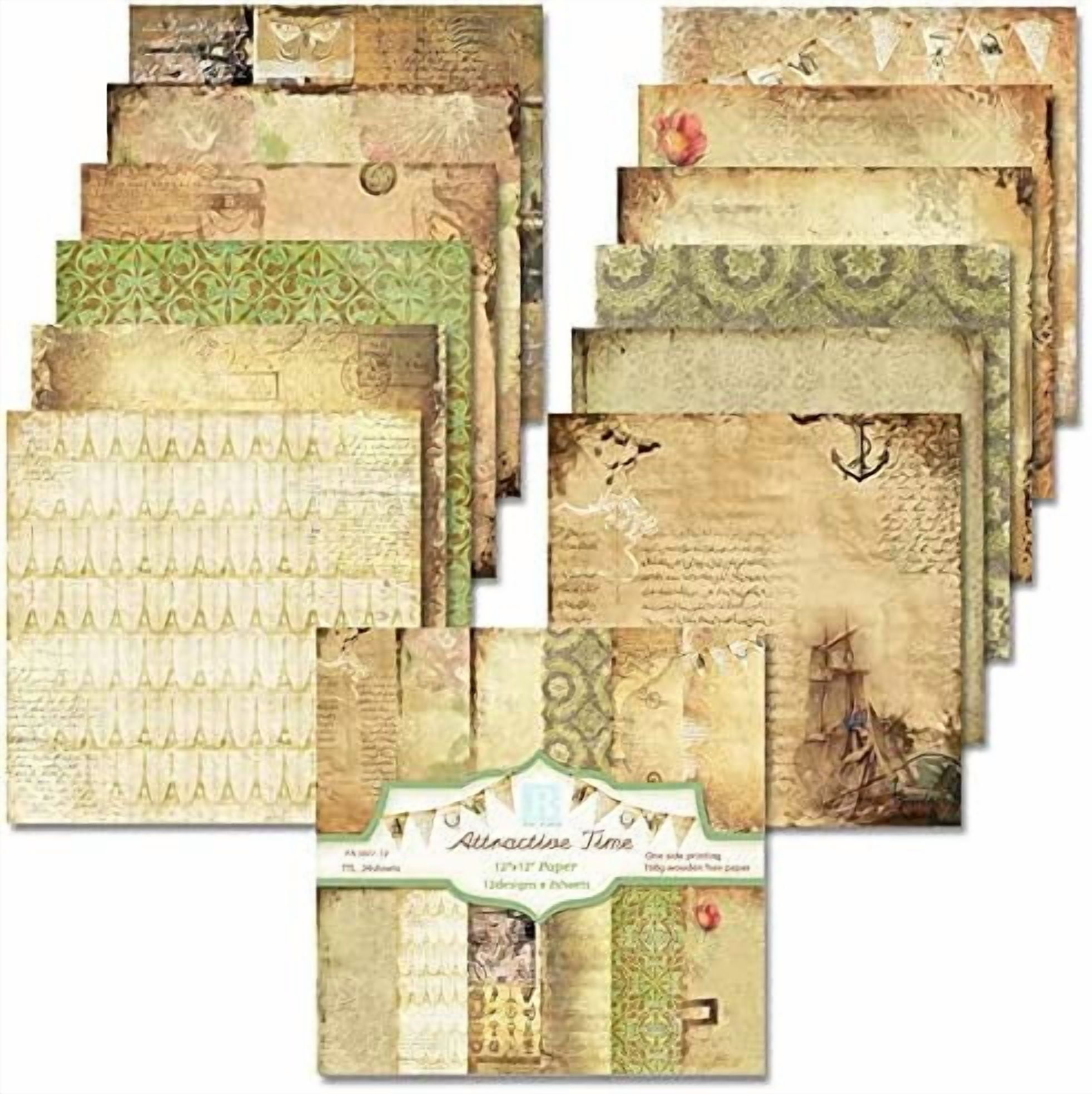 Vintage Scrapbook Paper Aesthetic Patterned Paper 12×12,24 Sheets ...