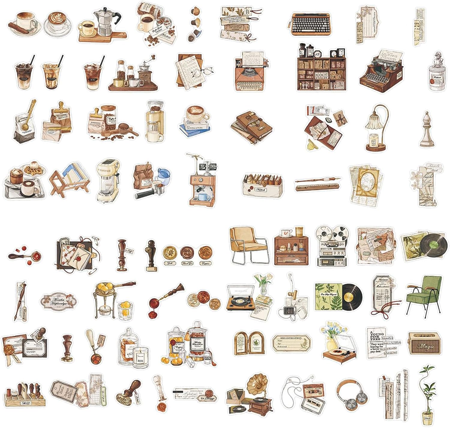 Vintage Scrapbook Stickers, 4 Packs Scrapbook Stickers PET Vintage ...