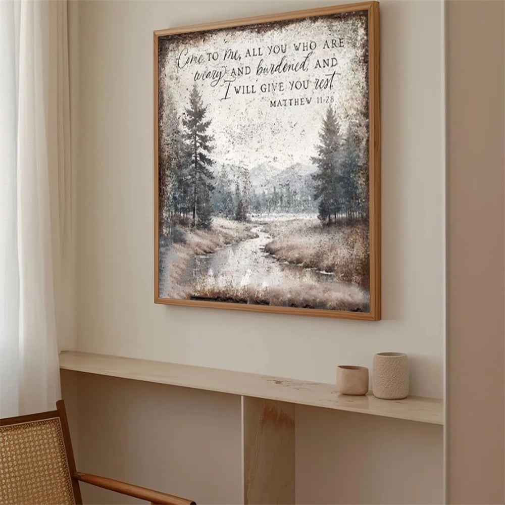 Vintage Scripture Sign Posters Rustic Holiday Come to Me All who are ...