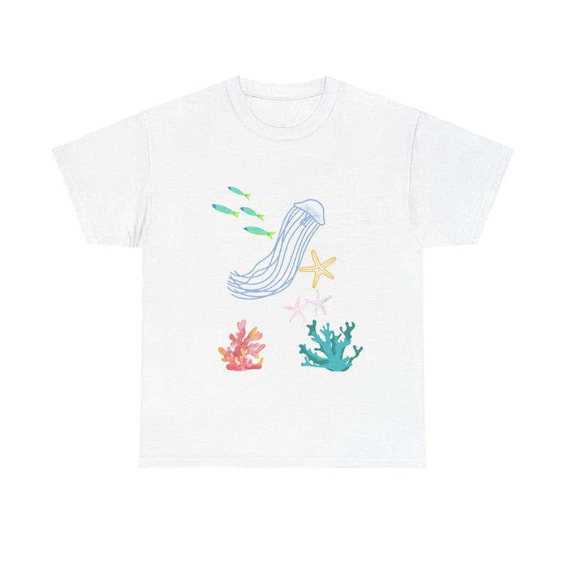 Vintage Sea Animals Unisex Heavy Cotton Tee, Retro Style Shirt with ...