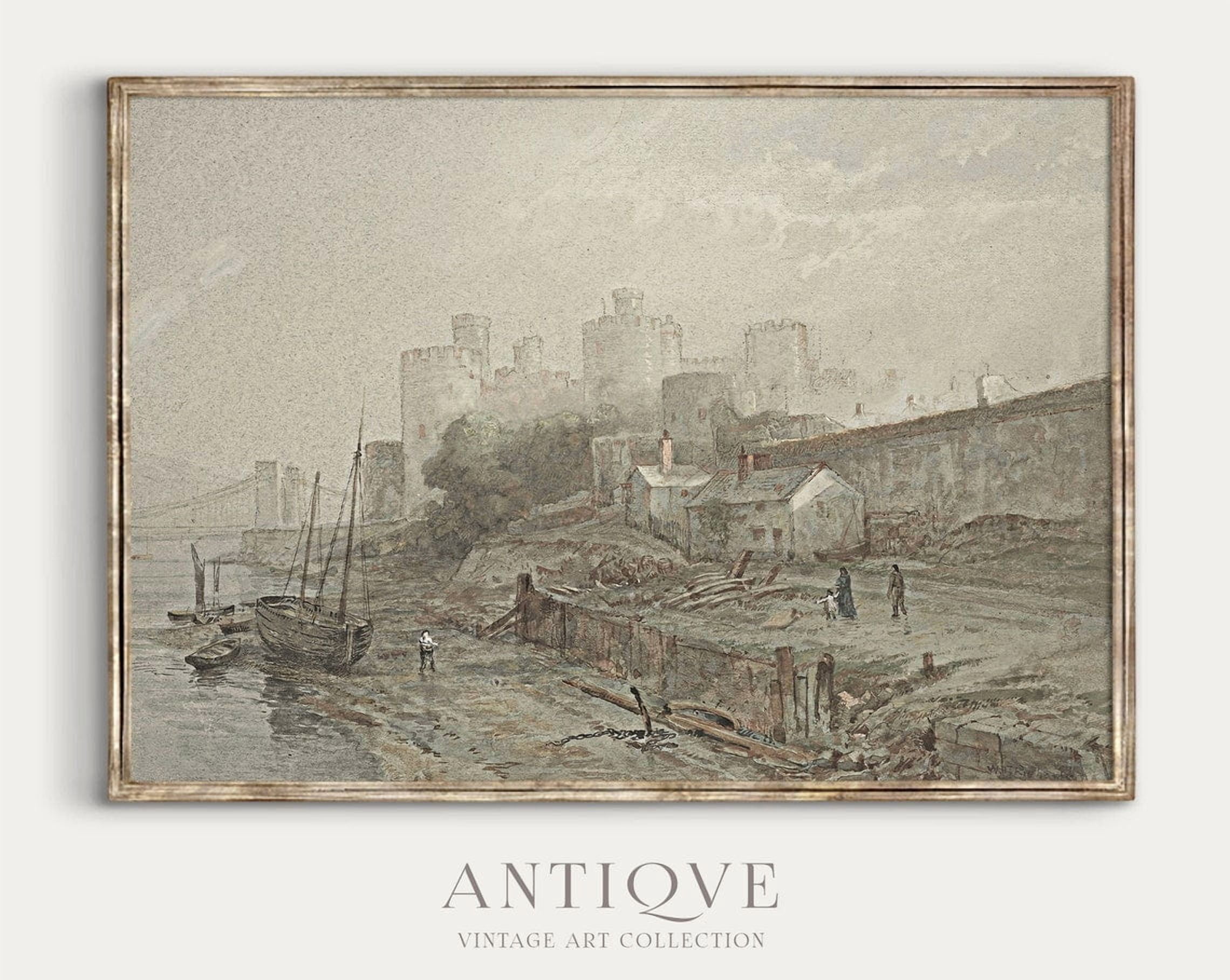 Vintage Sea Harbor, Antique Ships Poster,, UNFRAMED Poster, Wall Art ...