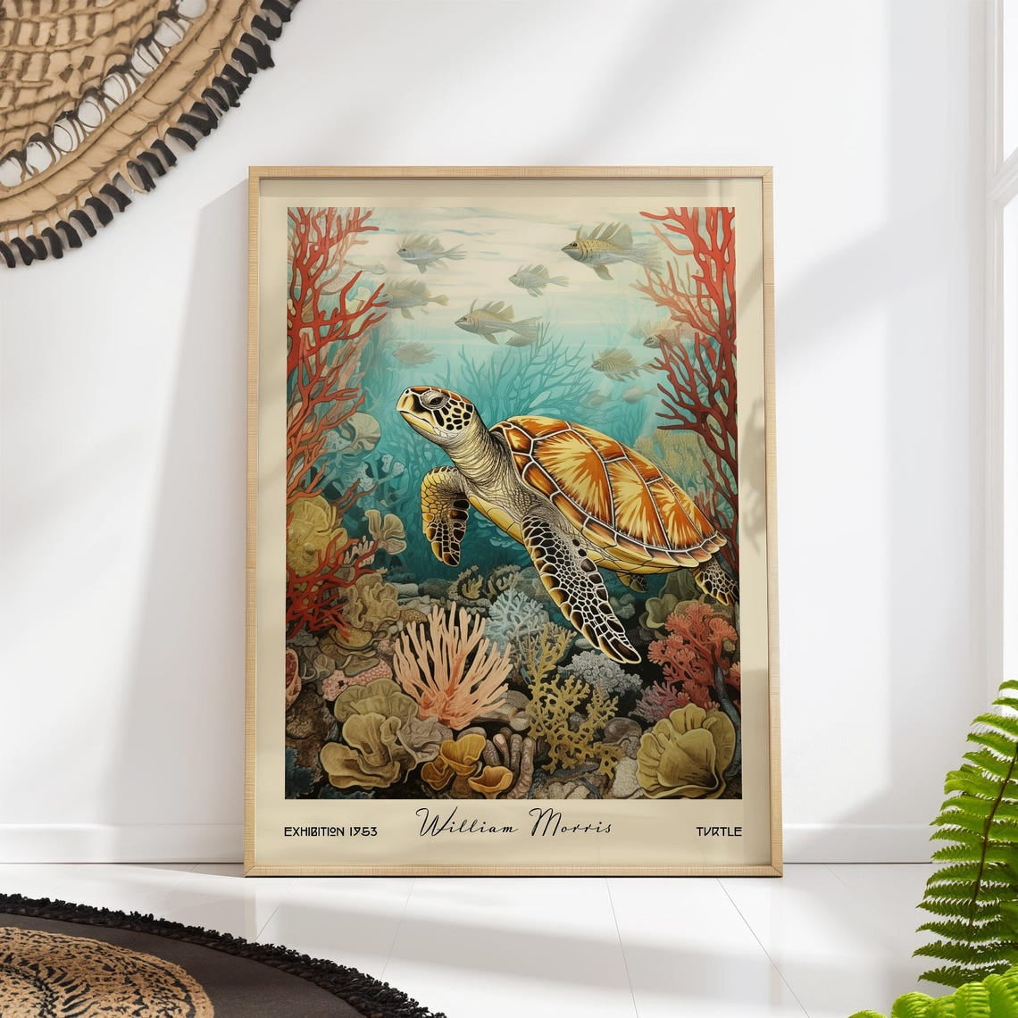 Vintage Sea Turtle Art Print – William Morris Marine Botanical Wall ...