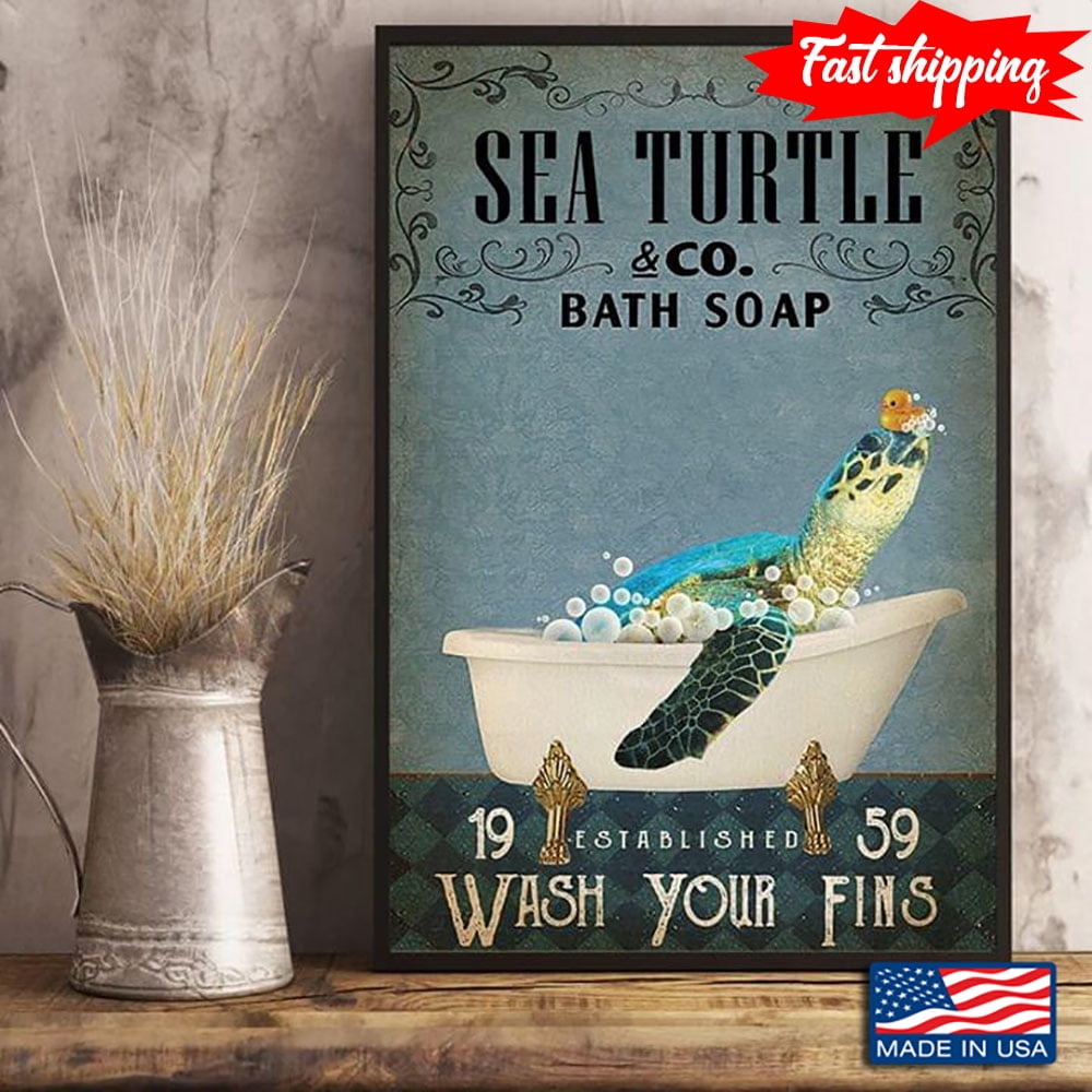 Vintage Sea Turtle & Co. Bath Soap Established 1959 Wash Your Fins 16 x ...