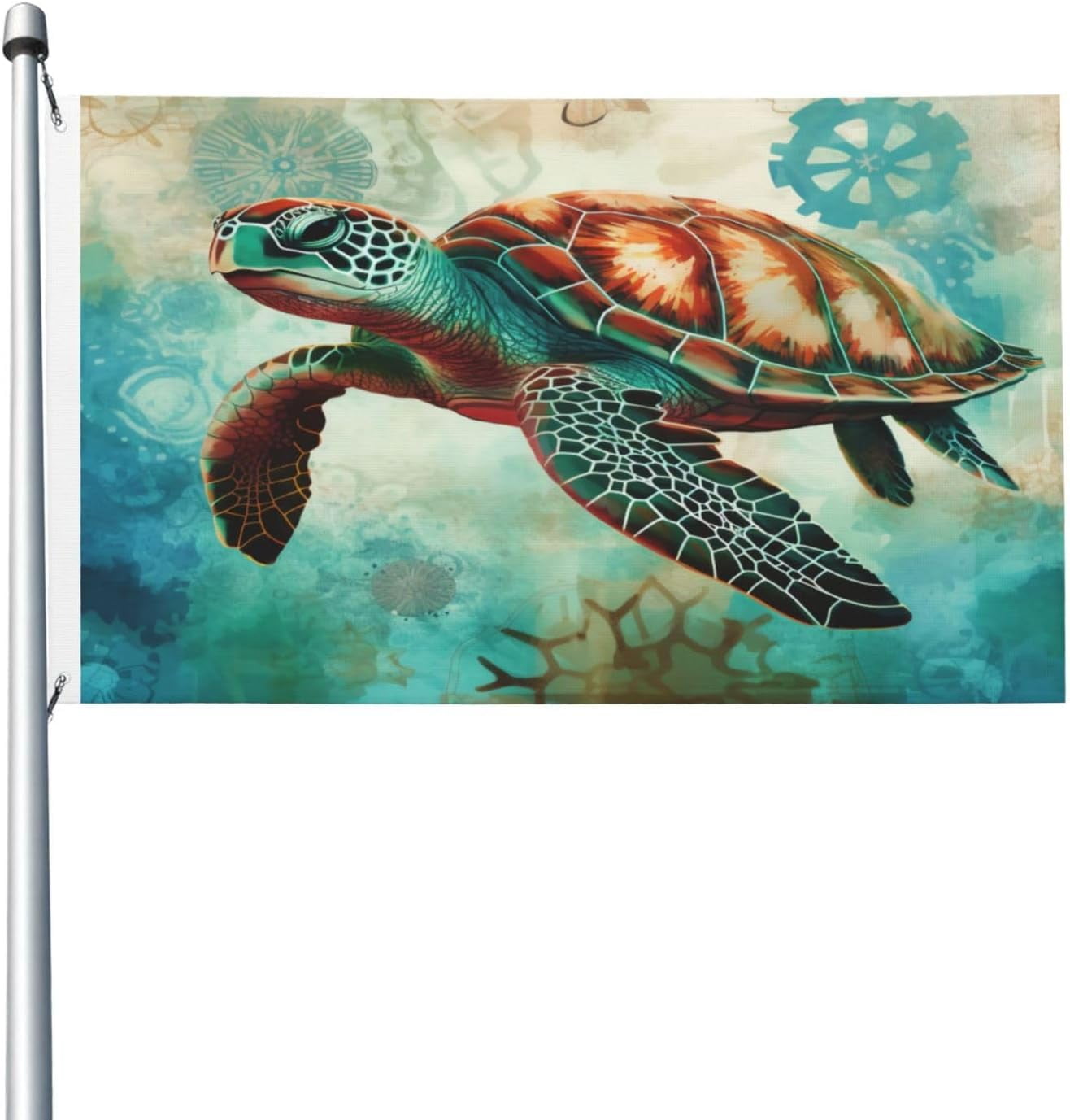 Vintage Sea Turtle Double-Sided Flag, Polyester Welcome Banners for ...