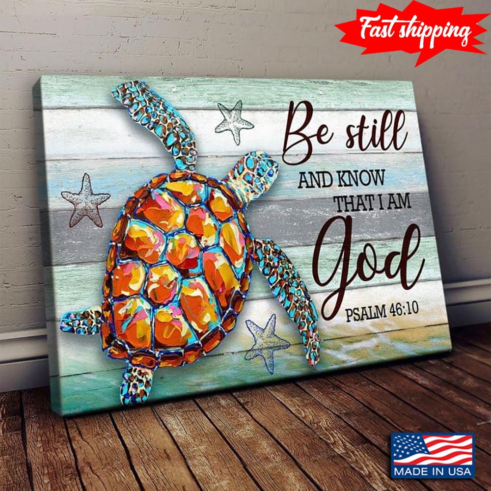 Vintage Sea Turtle & Sea Stars Painting Be Still And Know That I Am God ...