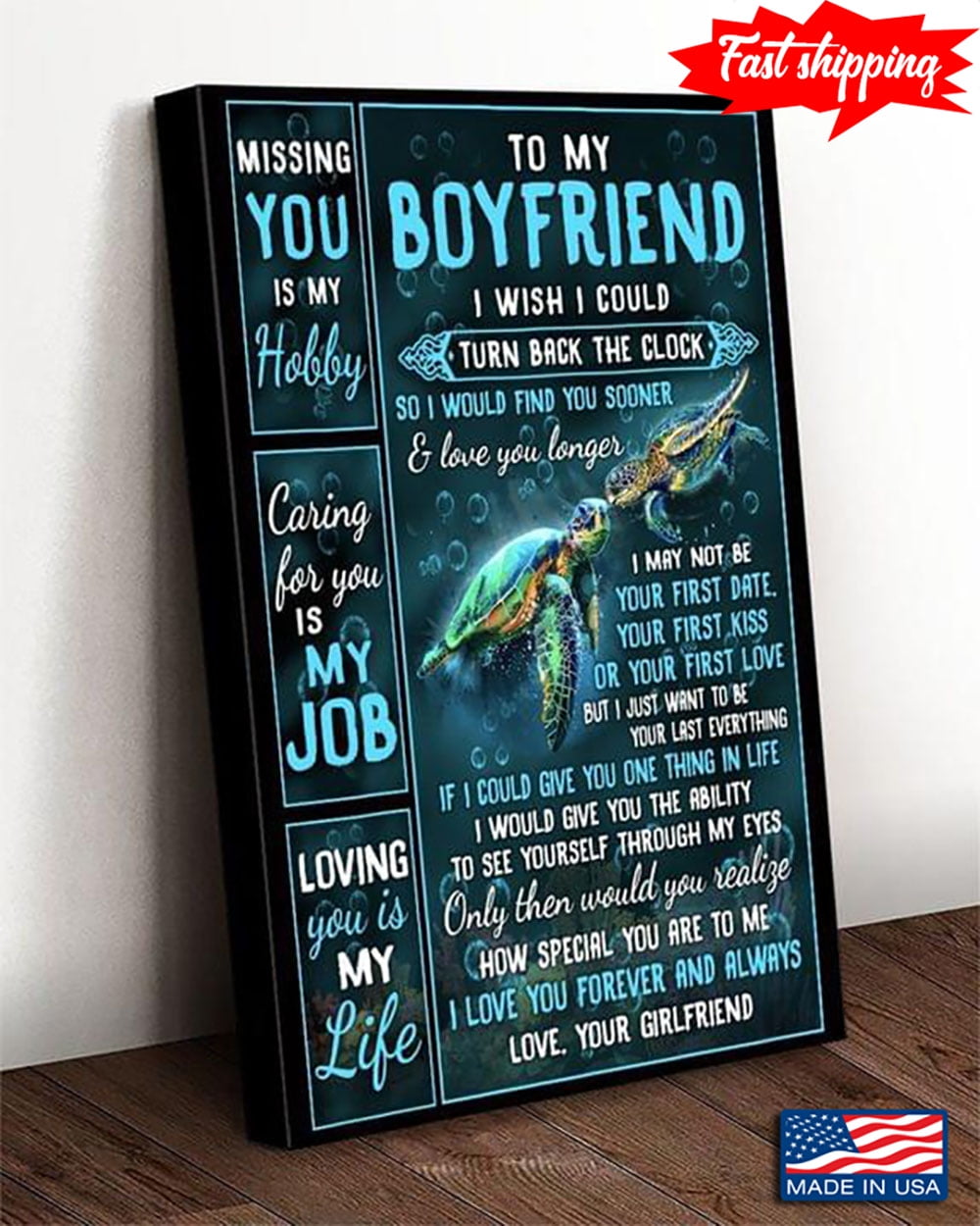 Vintage Sea Turtles To My Boyfriend Missing You Is My Hobby Caring For ...