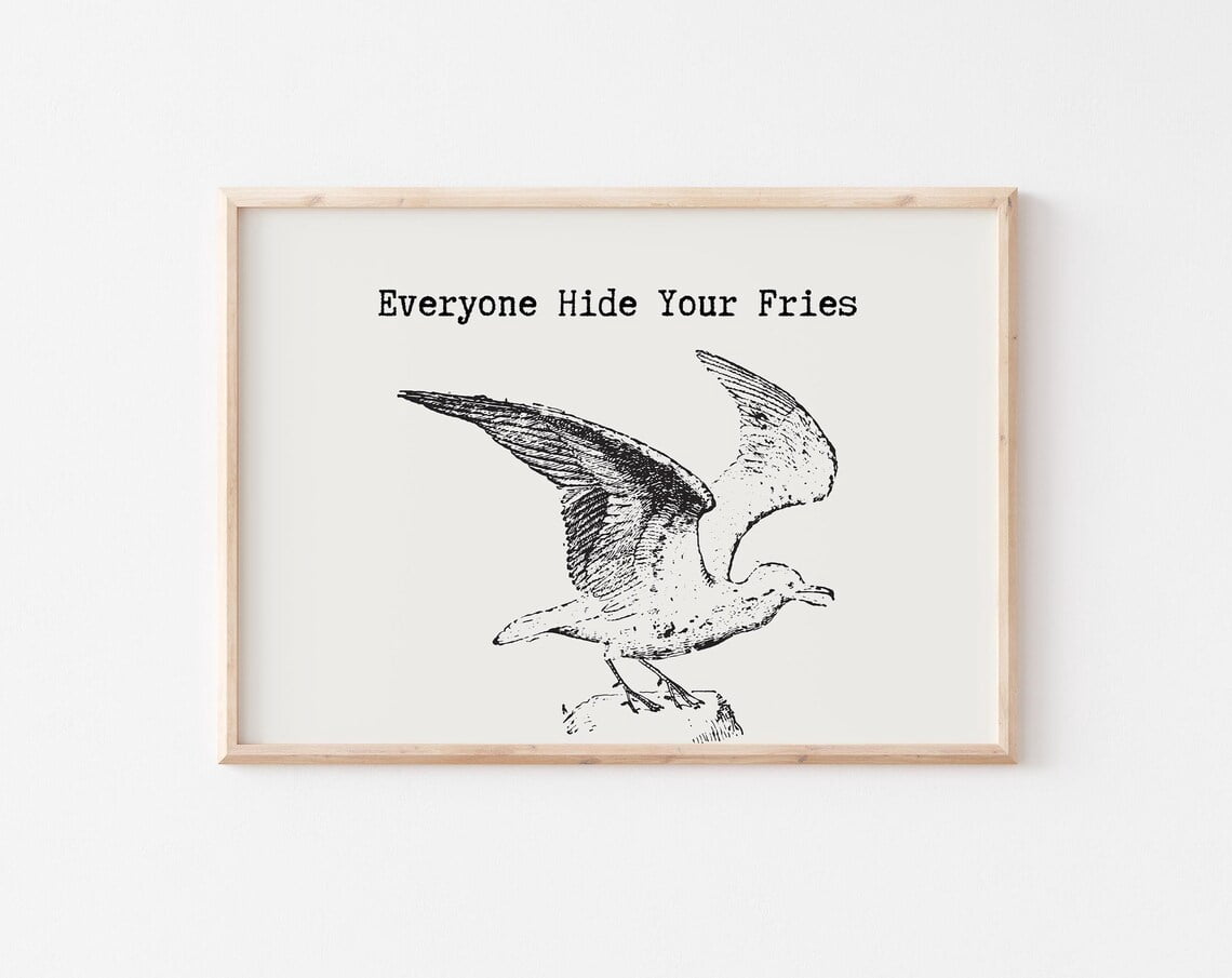 Vintage Seagull Print, Funny Beach Decor, Retro Coastal Print, Beach ...