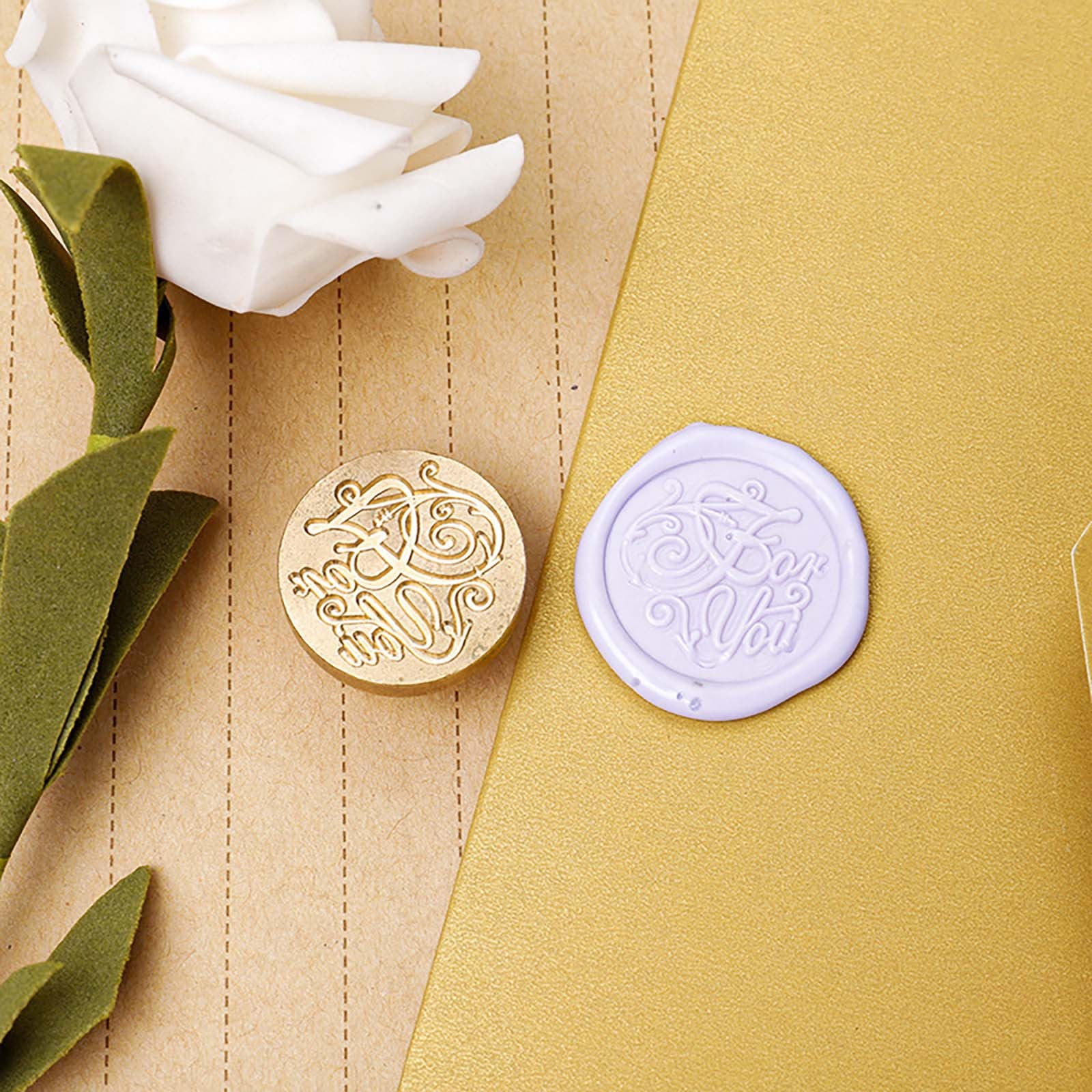 Vintage Sealing Wax Stamp With Delicate Patterns And Wishes Wooden ...