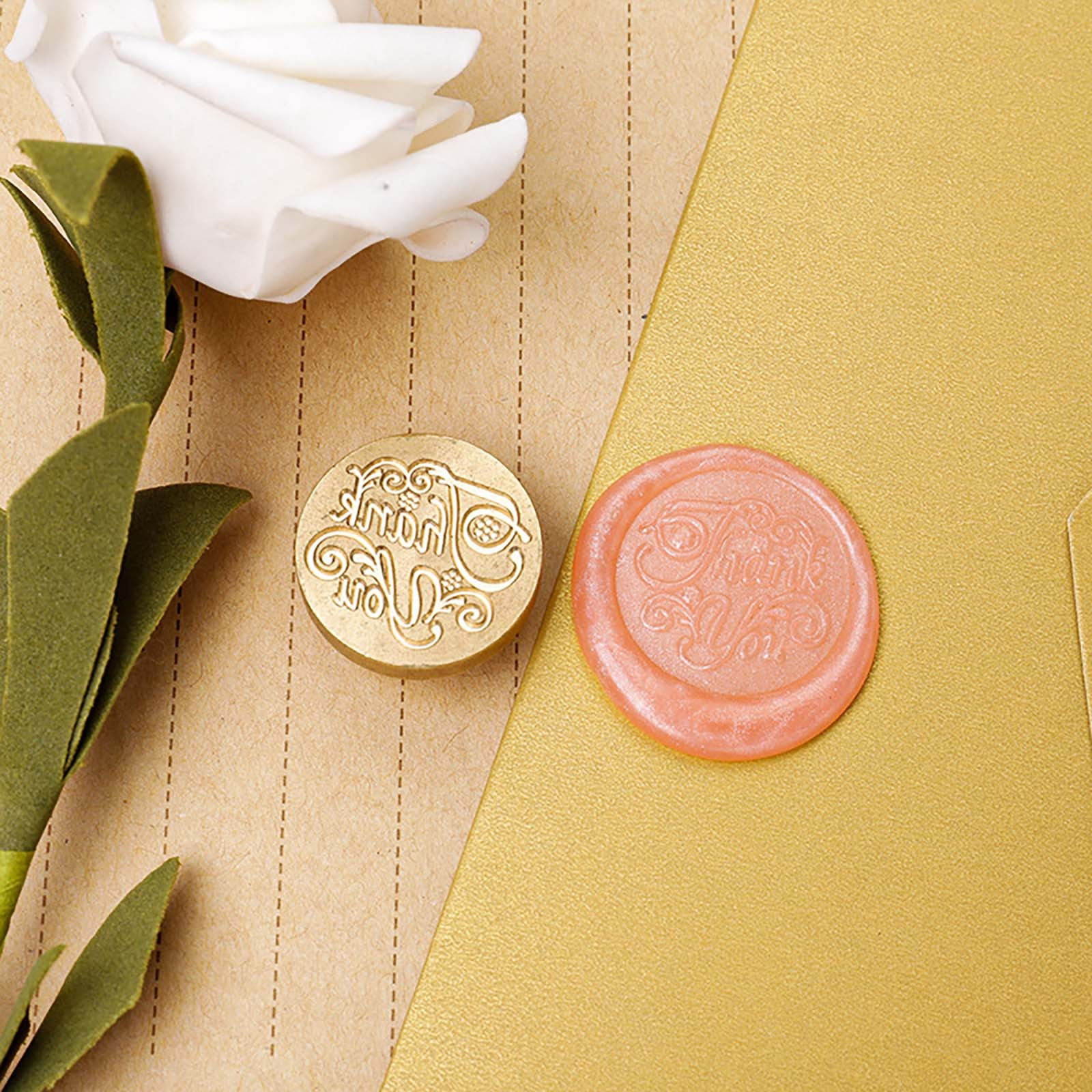 Vintage Sealing Wax Stamp With Delicate Patterns And Wishes Wooden ...