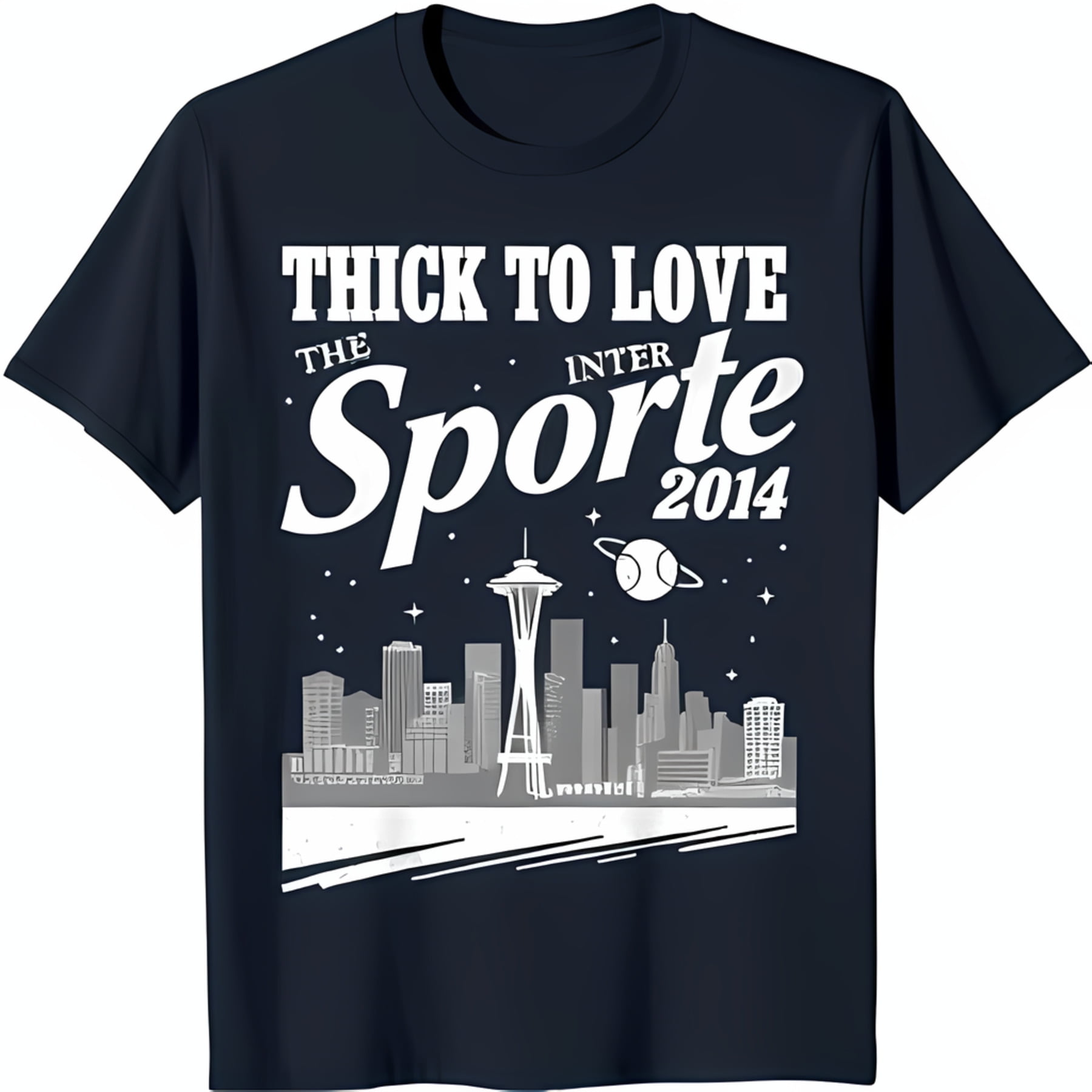 Vintage Seattle Graphic Black T-Shirt Space Design 2014 - Walmart.com