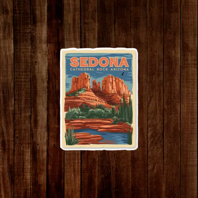 Vintage Sedona Cathedral Rock Arizona Travel Sticker Stickerphone Decal ...