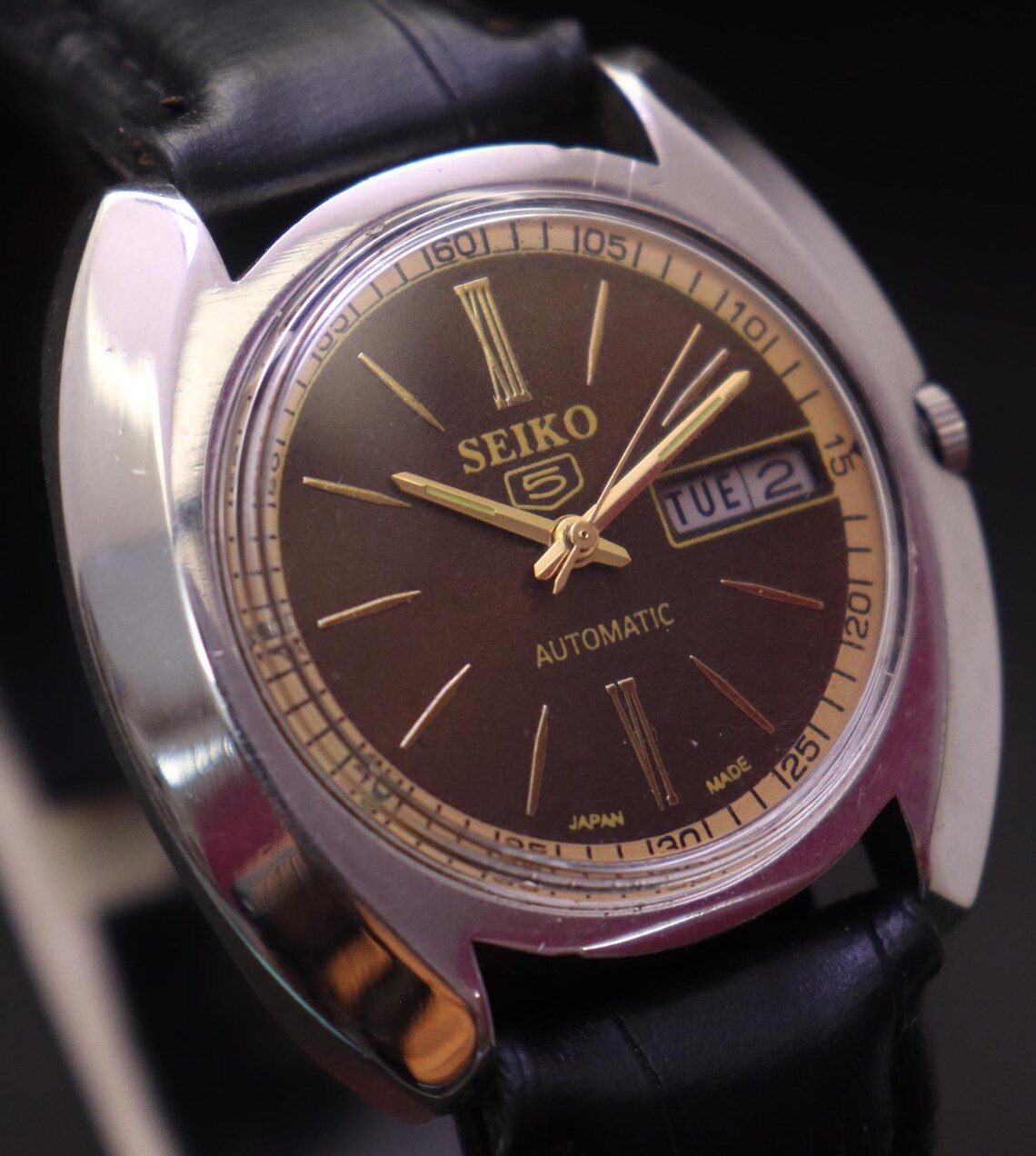 Vintage Seiko 5 automatic day date movement no. 7006A Japan made men's ...