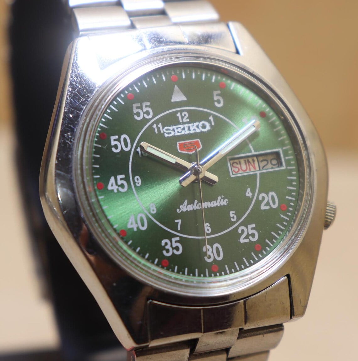 Vintage Seiko 5 automatic day date movement no. 7009A Japan made men's ...