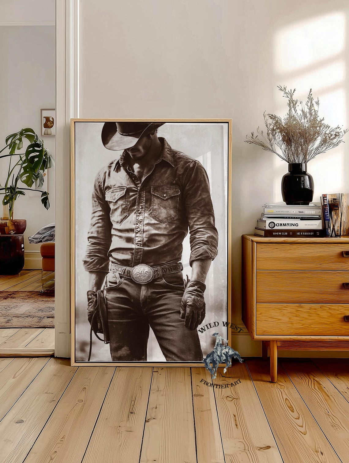 Vintage Sepia Rodeo Cowboy Poster, Rustic Western Wall Art Home Decor ...
