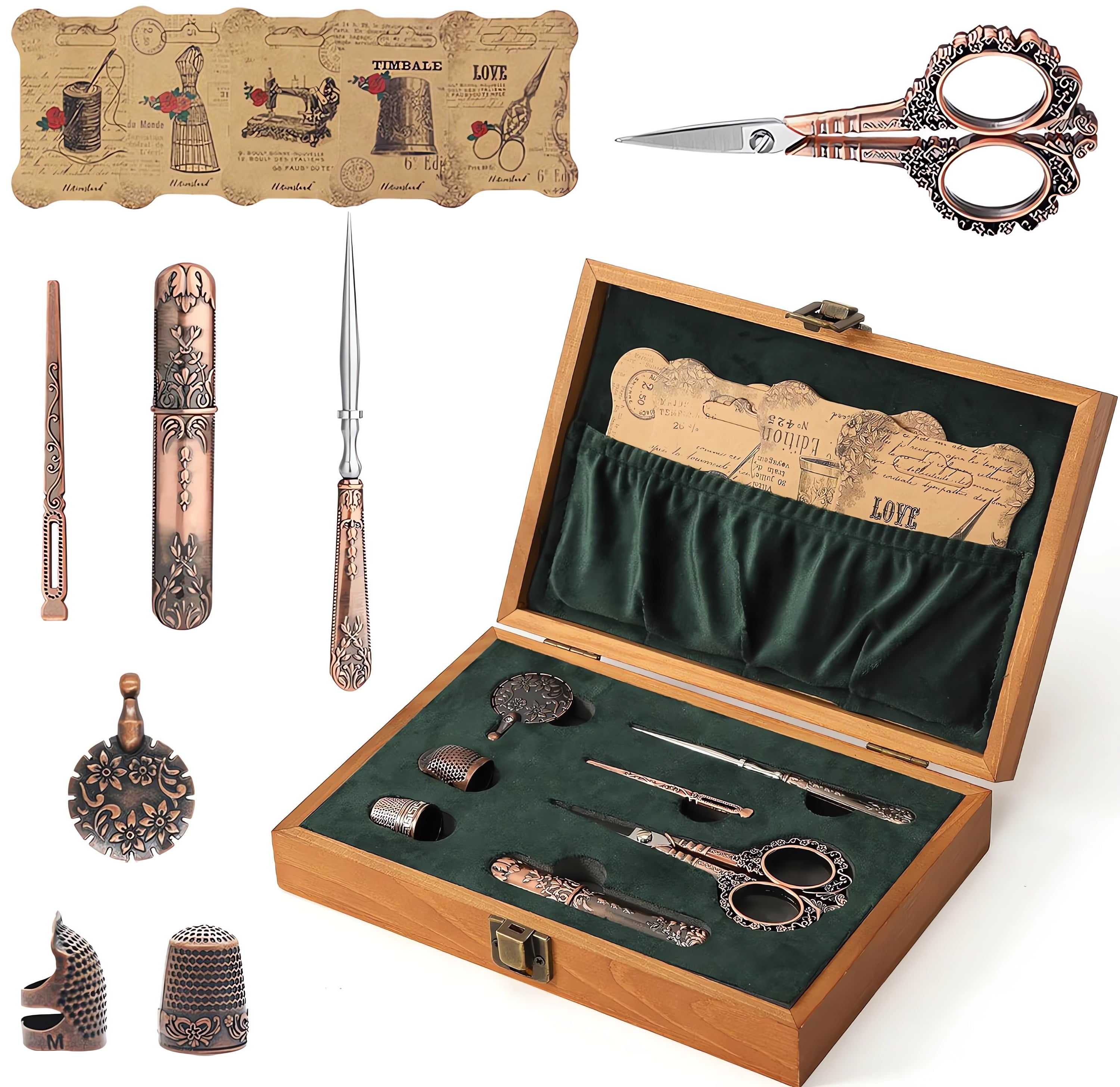 Vintage Sewing Kit, European Style Embroidery Scissors Set with ...