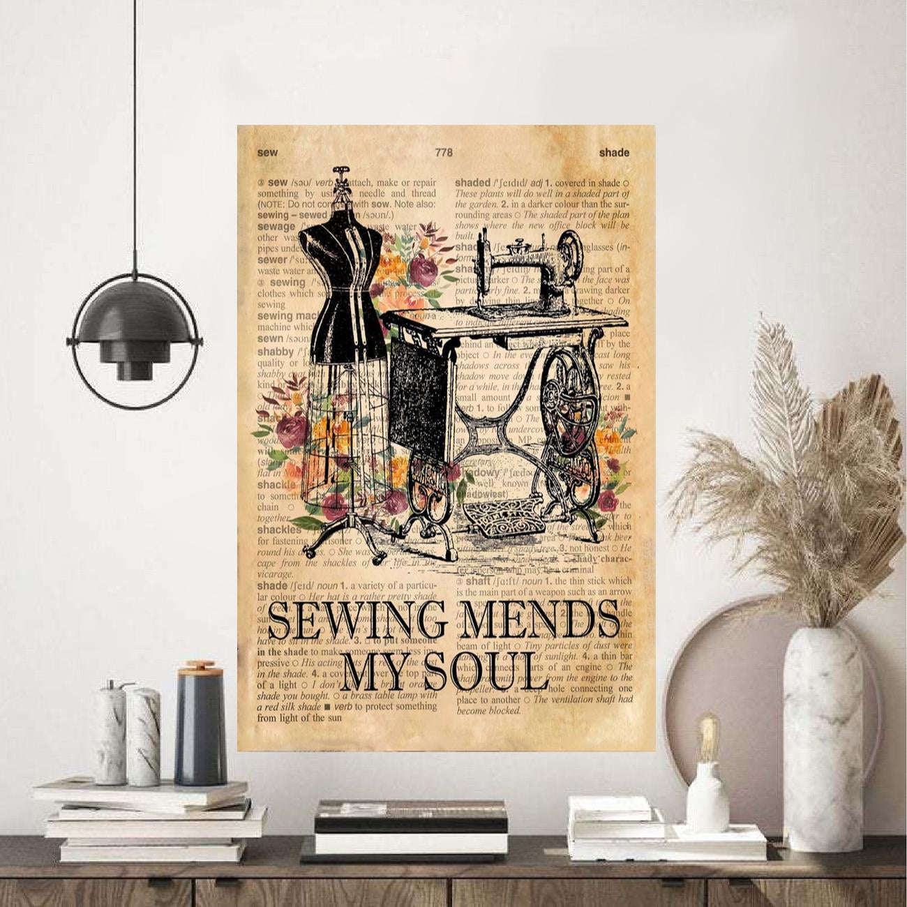 Vintage Sewing Mends My Soul Poster sewing poster 16 x 24 Inch Poster ...