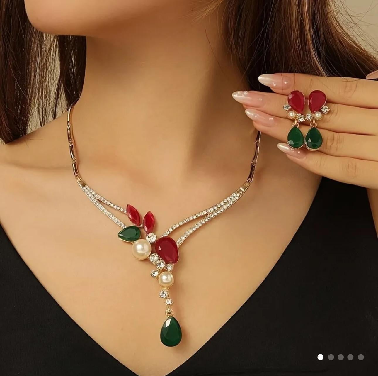 Vintage & Sexy 14K Gold Plated Jewelry Set with Multicolor Cubic ...