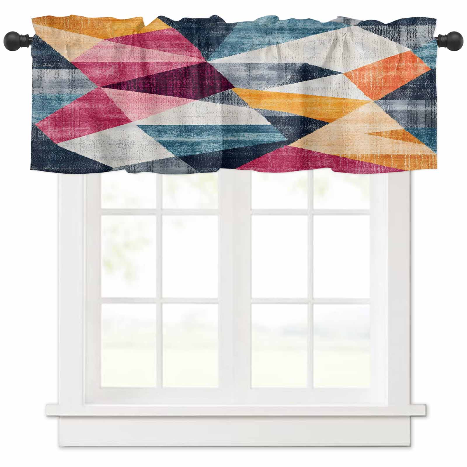 Vintage Shabby Rhombus Valances for Windows Farmhouse Kitchen Curtains ...