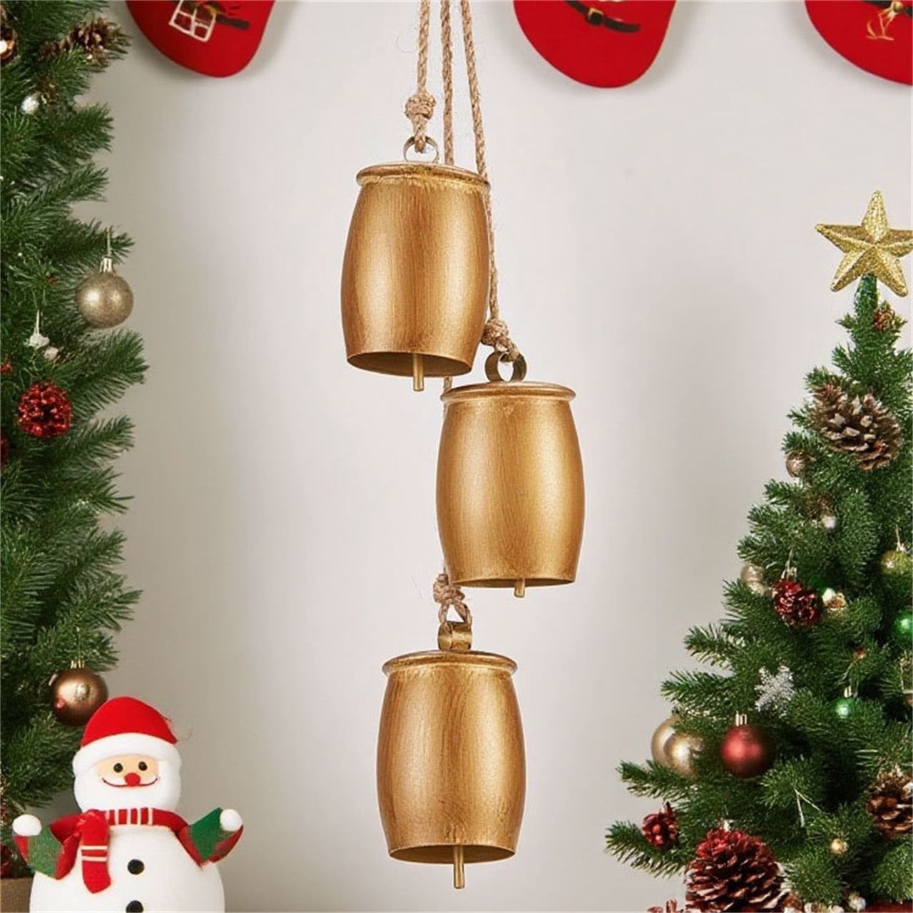 Vintage Shabby Style Brass Cow Bells Set of 3 | Iron Metal Hanging Wind ...