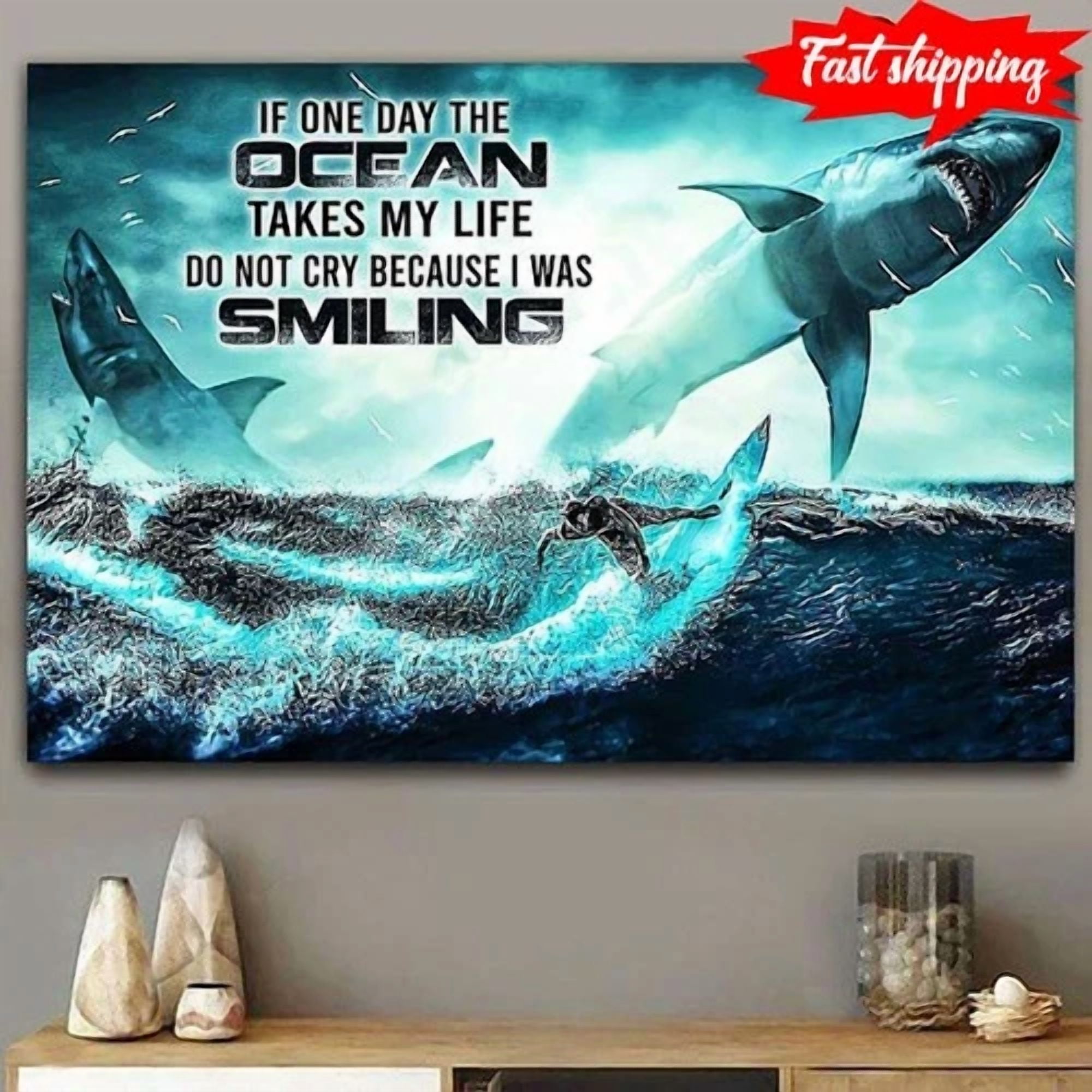 Vintage Sharks & Surfer If One Day The Ocean Takes My Life Do Not Cry ...
