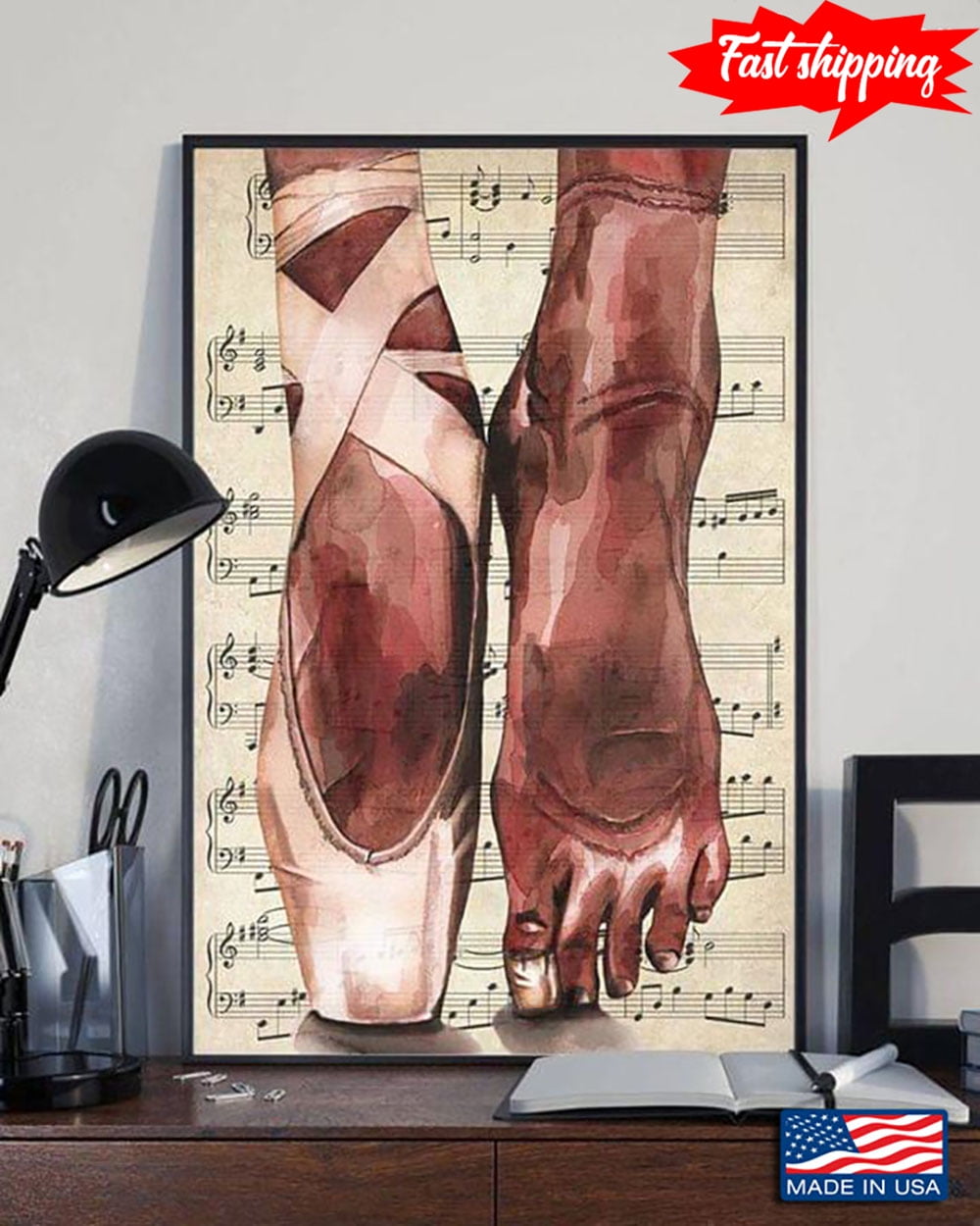 Vintage Sheet Music Theme Wounded Feet Of Ballerina 24 x 36 Inch Poster ...
