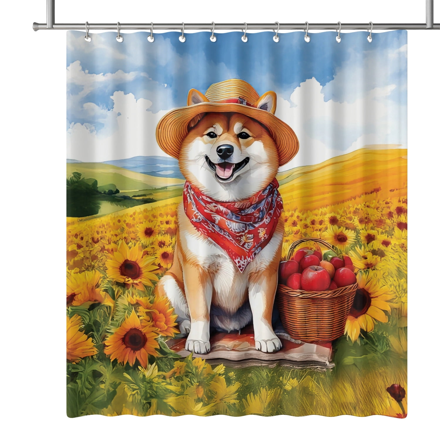Vintage Shiba Inu Says Hello Mother's Day Summer Sunflower Field Shower ...