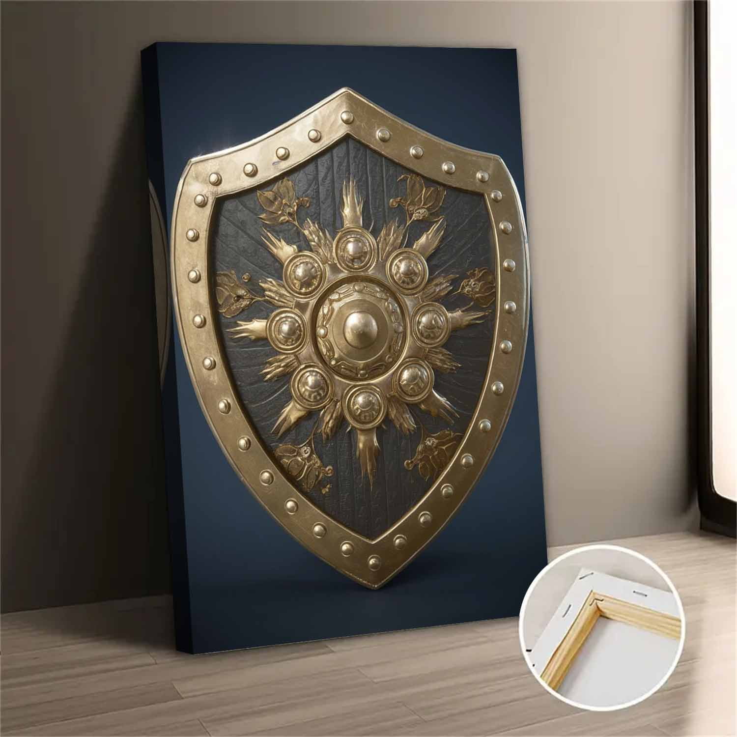 Vintage Shield Canvas Wall Art Print For Bedroom Living Room Decor ...