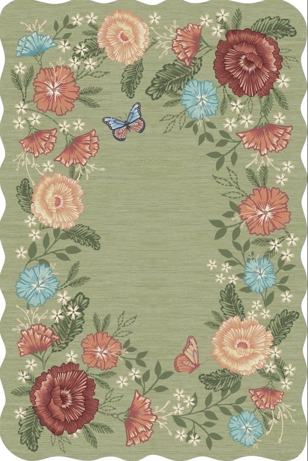 Vintage Short Pile Rug, 2x6 Feet Washable Wavy Edge Decorative Rug ...