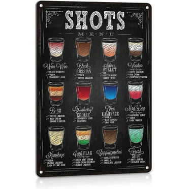 Metal 8x12 Classic Alcohol Cocktail Recipes Wall Sign Home Bar Menu ...