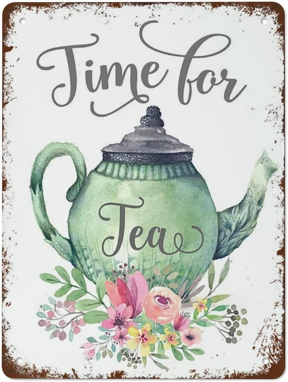 Vintage Signs for Kitchen Time for Tea But First Tea Kitchen Decor Tea ...