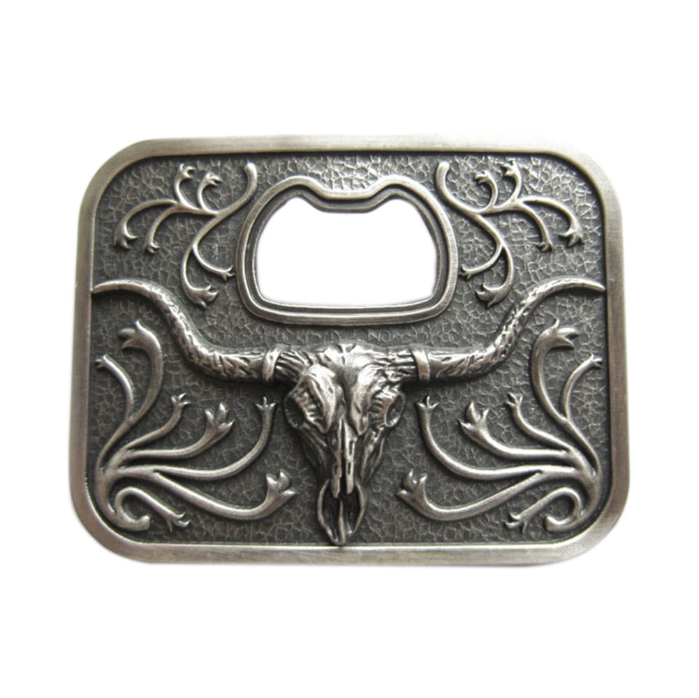 Vintage Silver Plated Long Horn Bull Bottle Opener Belt Buckle ...