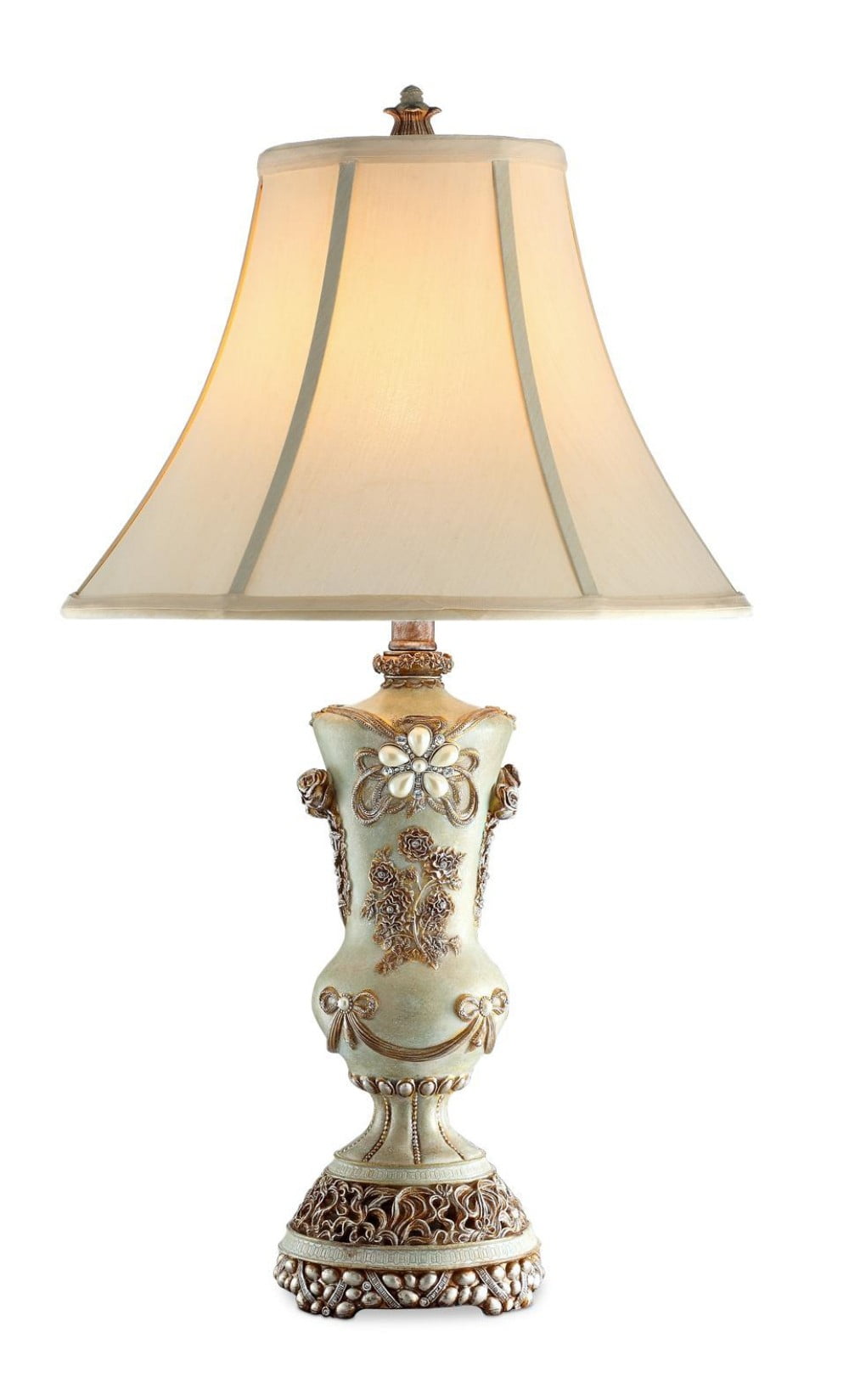 Vintage Silver Table Lamp with Rose Accents - Walmart.com
