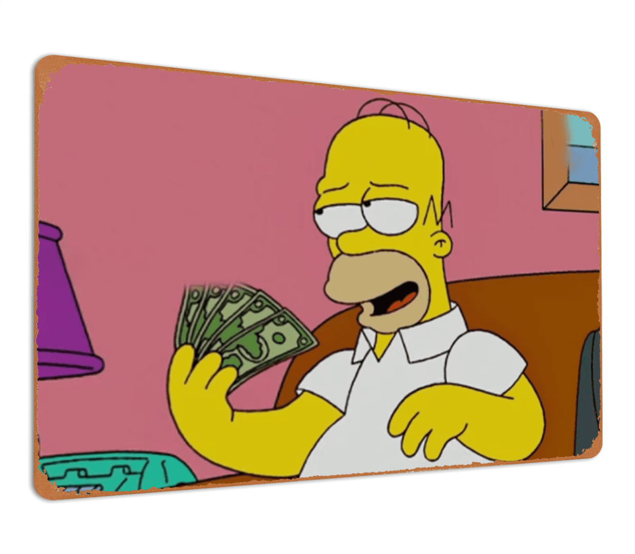 Vintage The Simpsons Metal Plaque Poster Homer Simpson Loves Money ...