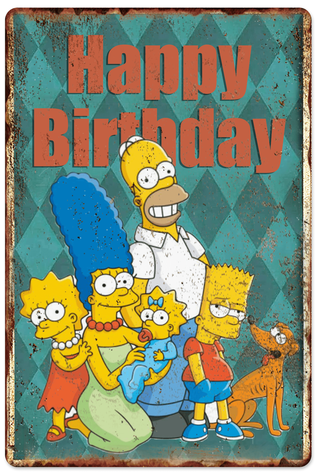 Vintage The Simpsons Poster Tin Sign Happy Bithday Metal Poster Retro ...