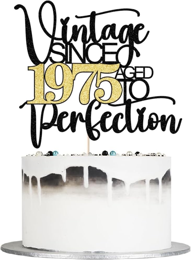 Vintage Since 1975 Aged To Perfection Cake Topper Fifty Cheers to 50 ...