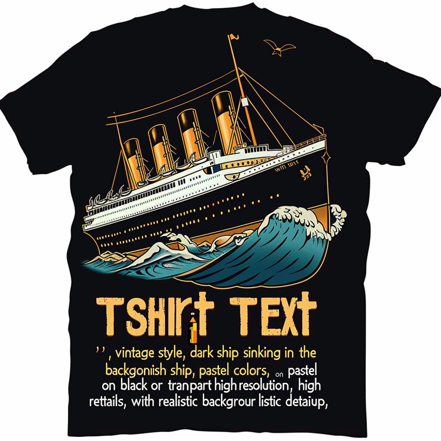 Vintage Sinking TShirt Retro Tee Dark Ocean Graphic Top 20th Century Shipwreck Shirt Unique ...