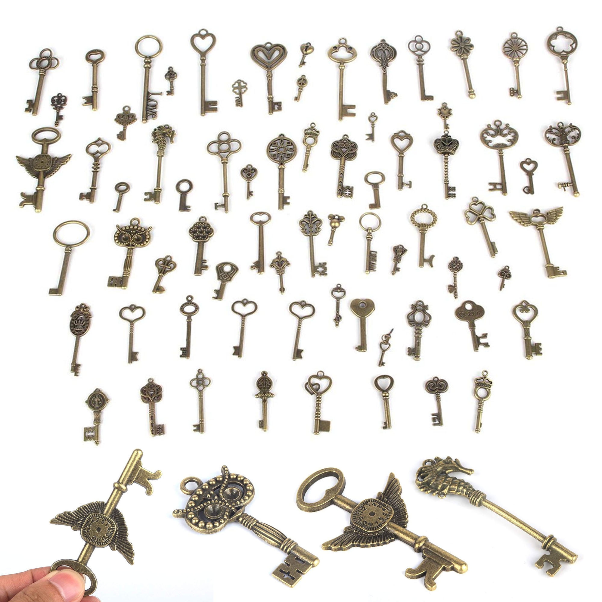 Vintage Skeleton Keys Set Steampunk Keys Antique Bronze Keys Charms ...