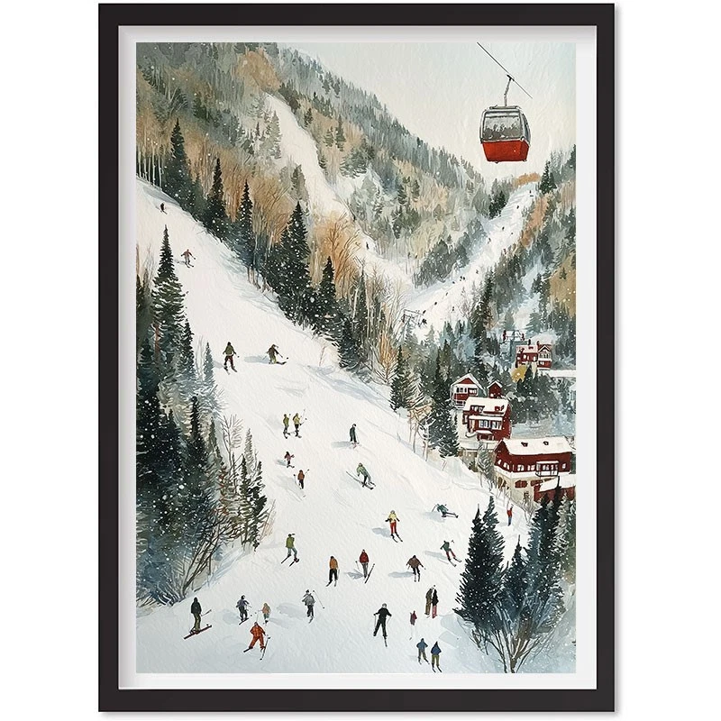 Vintage Ski Lift Wall Art | Winter Ski Slopes Decor | Retro Skiing ...