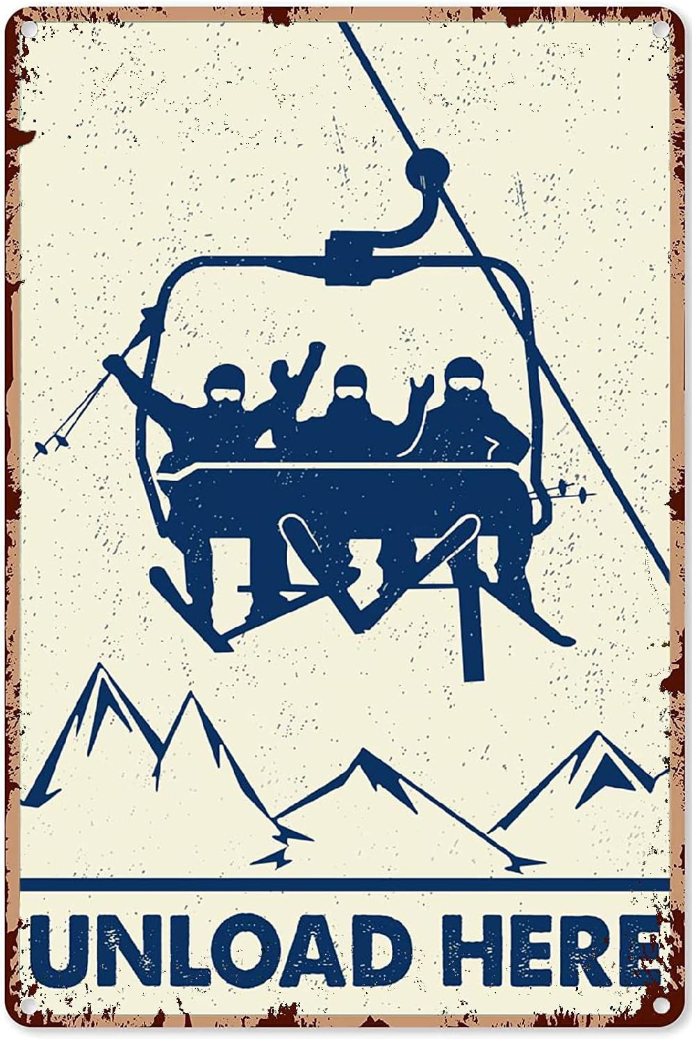 Vintage Ski Signs Retro Skiing Funny Unload Here Vertical Poster,Skiing ...