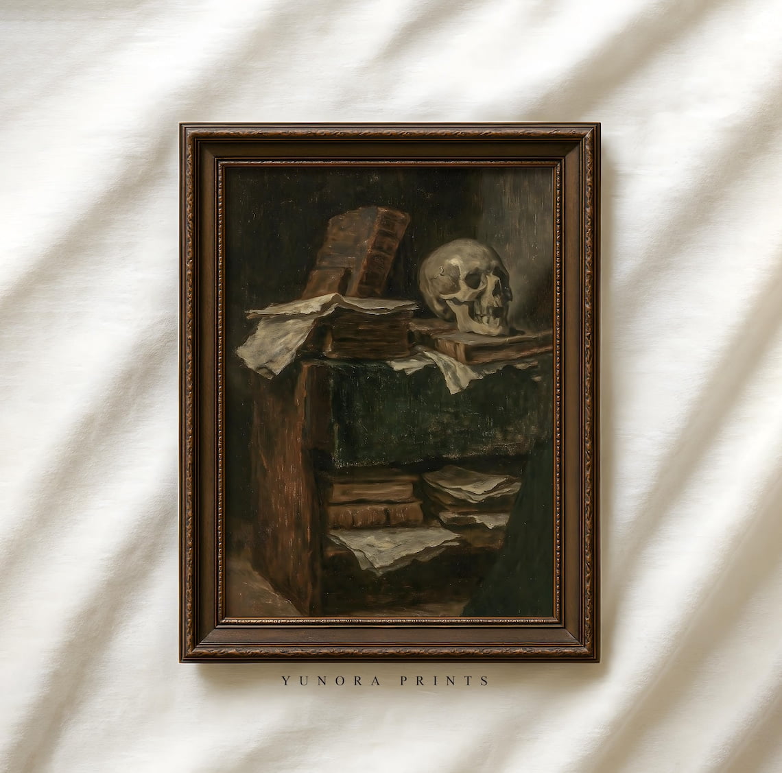 Vintage Skull And Books Poster, Dark Academia Creepy Still Life ...
