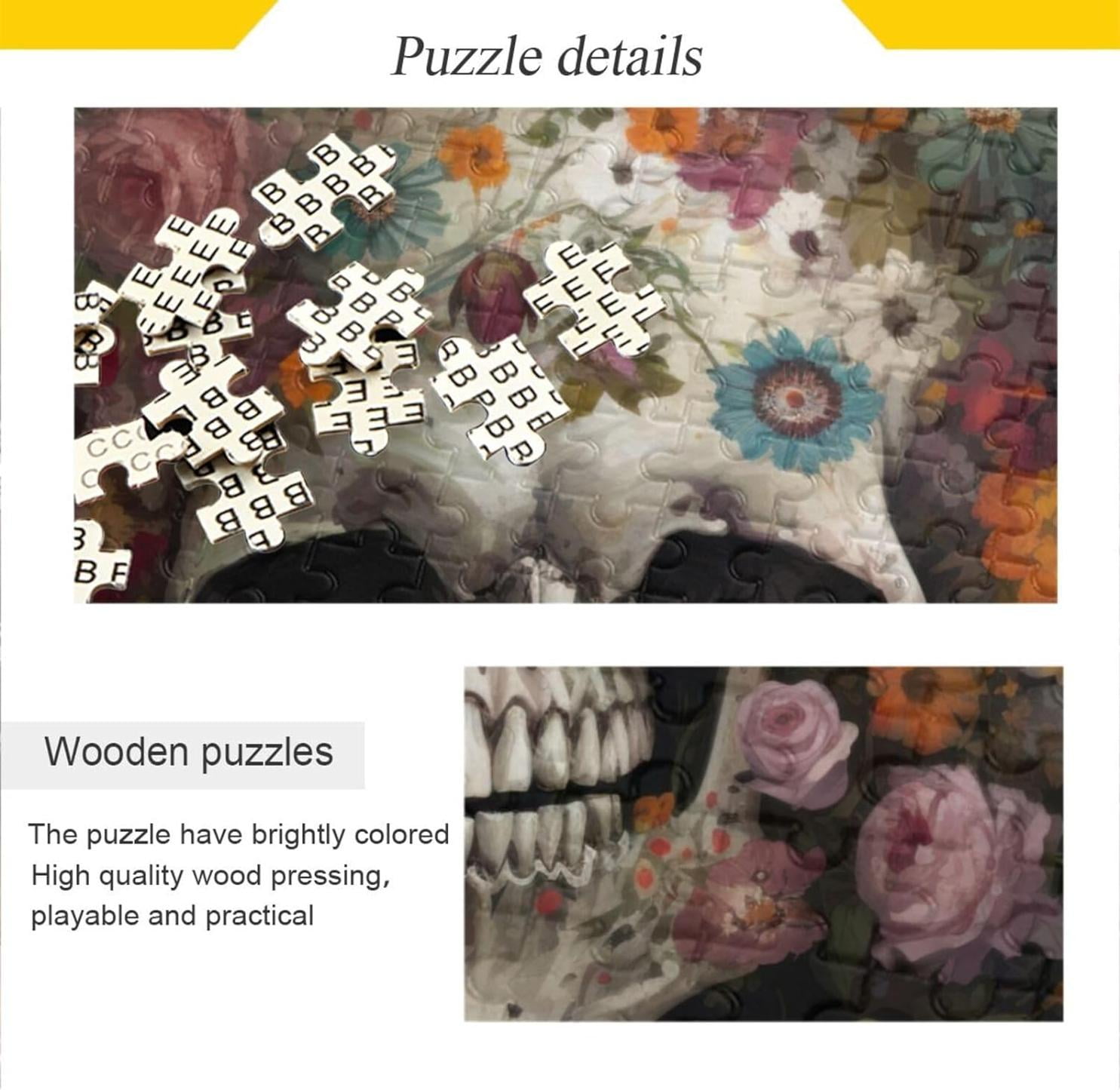 Vintage Skull in Flower Jigsaw Puzzle, 500 Pieces Paper Wood Composite ...