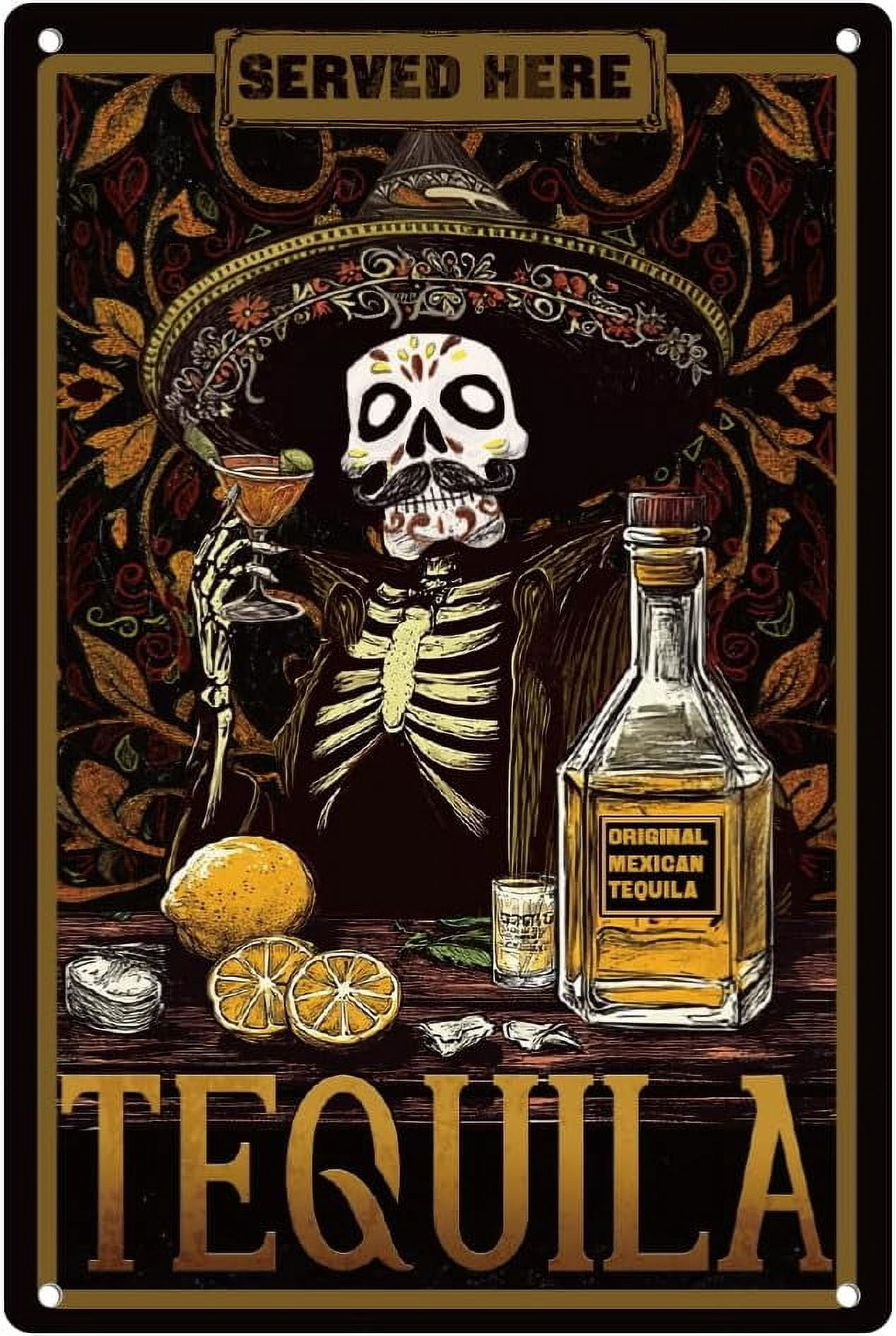 Vintage Skull Metal Mexico TEQUILA Tin Sign Retro Beer Wall Art Poster ...