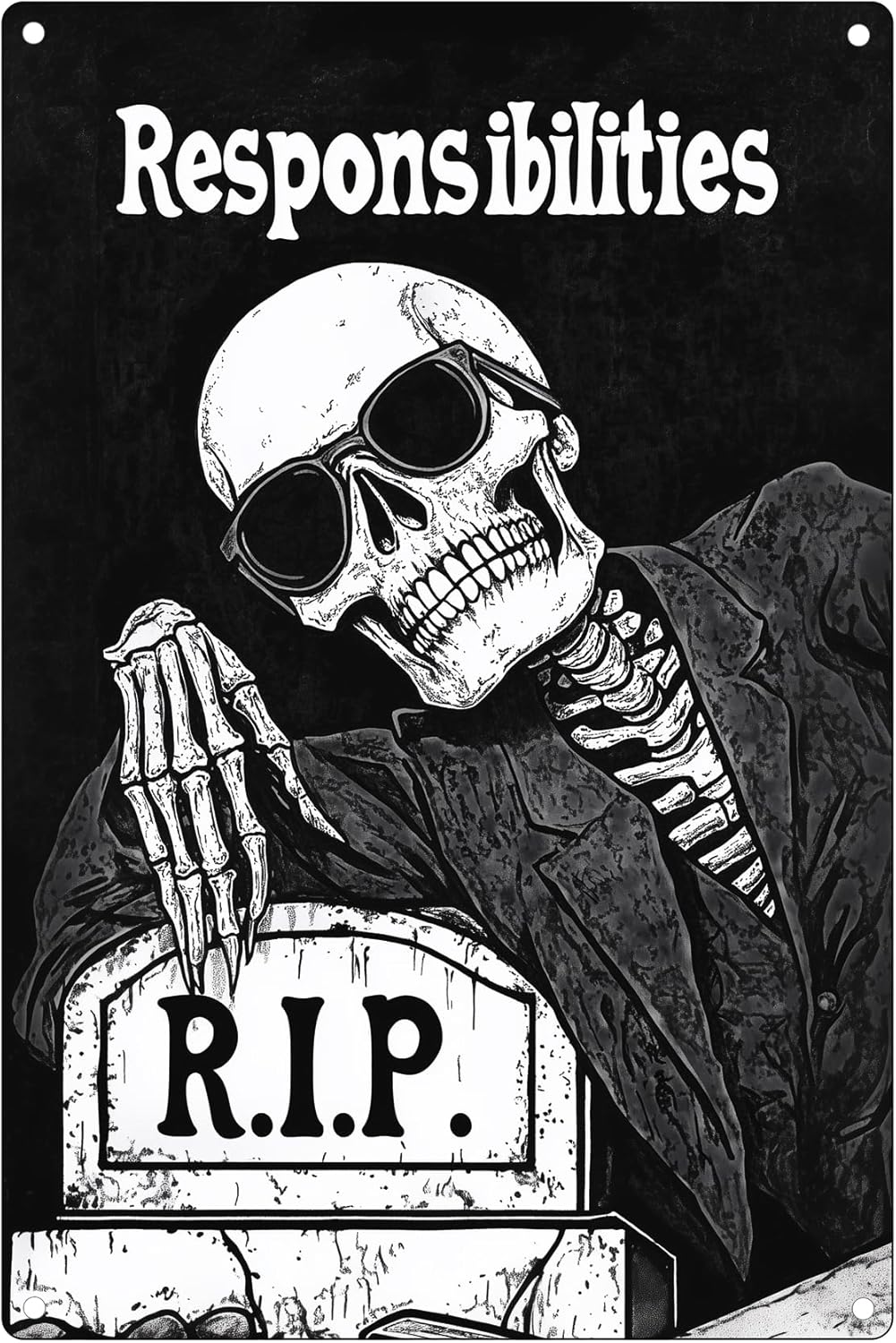 Vintage Skull Sign Skeleton Metal Sign Fun Skeleton Sign Responsibility ...