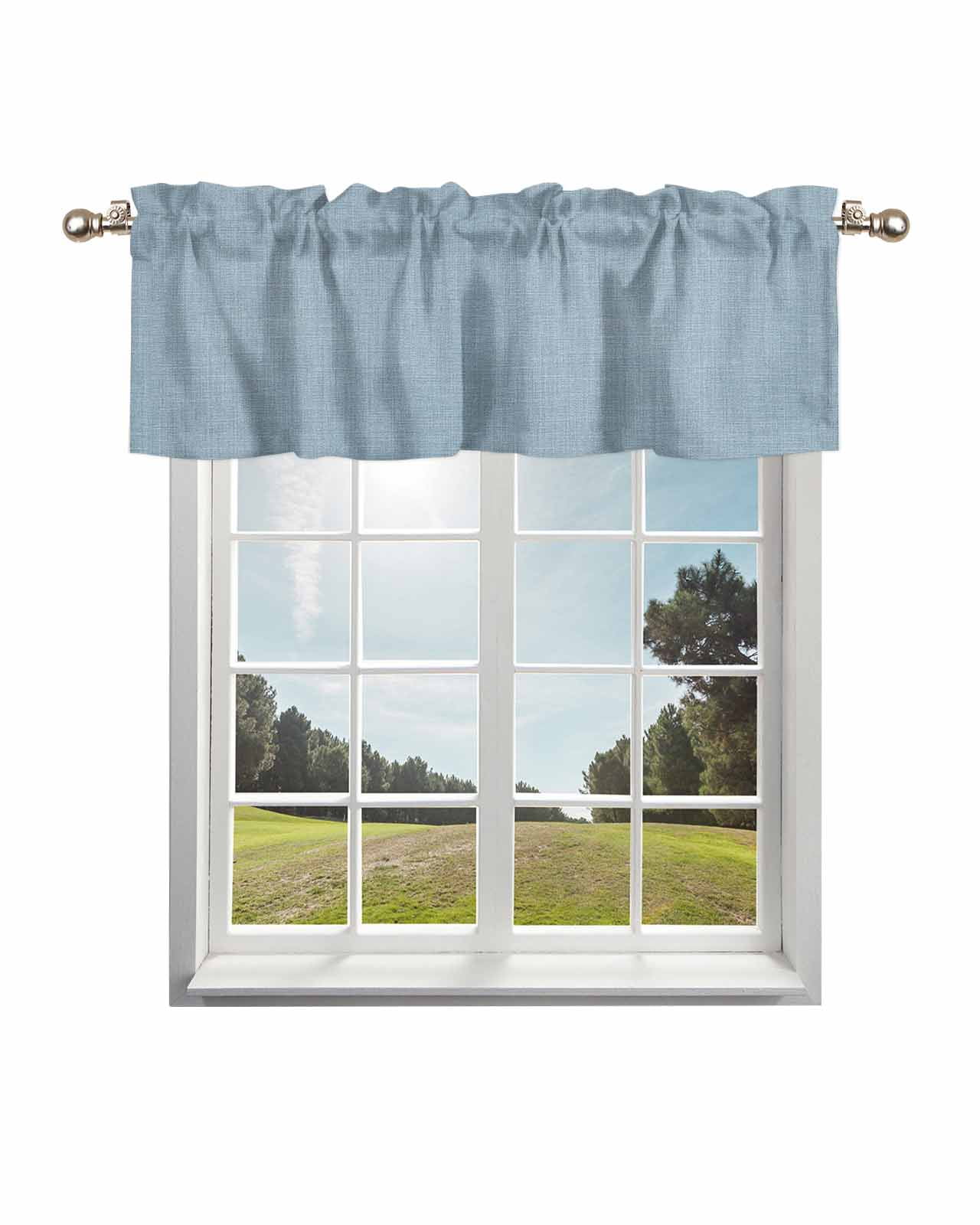 Vintage Sky Blue Kitchen Curtain Valances for Windows Farmhouse Short ...