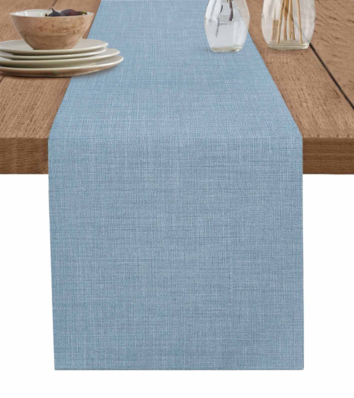 Vintage Sky Blue Table Runner 36 Inches, Farmhouse Retro Solid Color ...