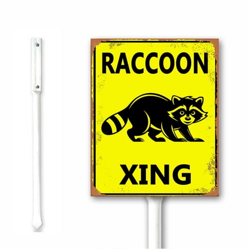 Vintage Slow Down Raccoon Xing Crossing Sign for Yard With Stake 4.6"x6 ...