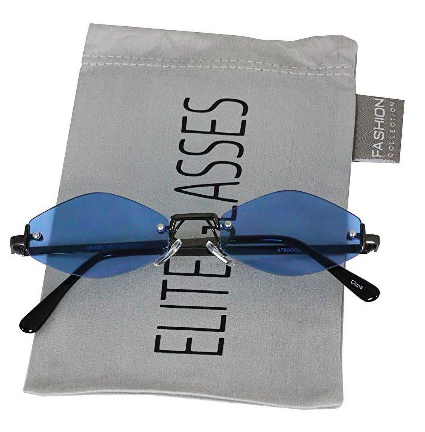 Vintage Small Narrow Rimless Oval Geometric Gold Diamond Hexagon Shape ...