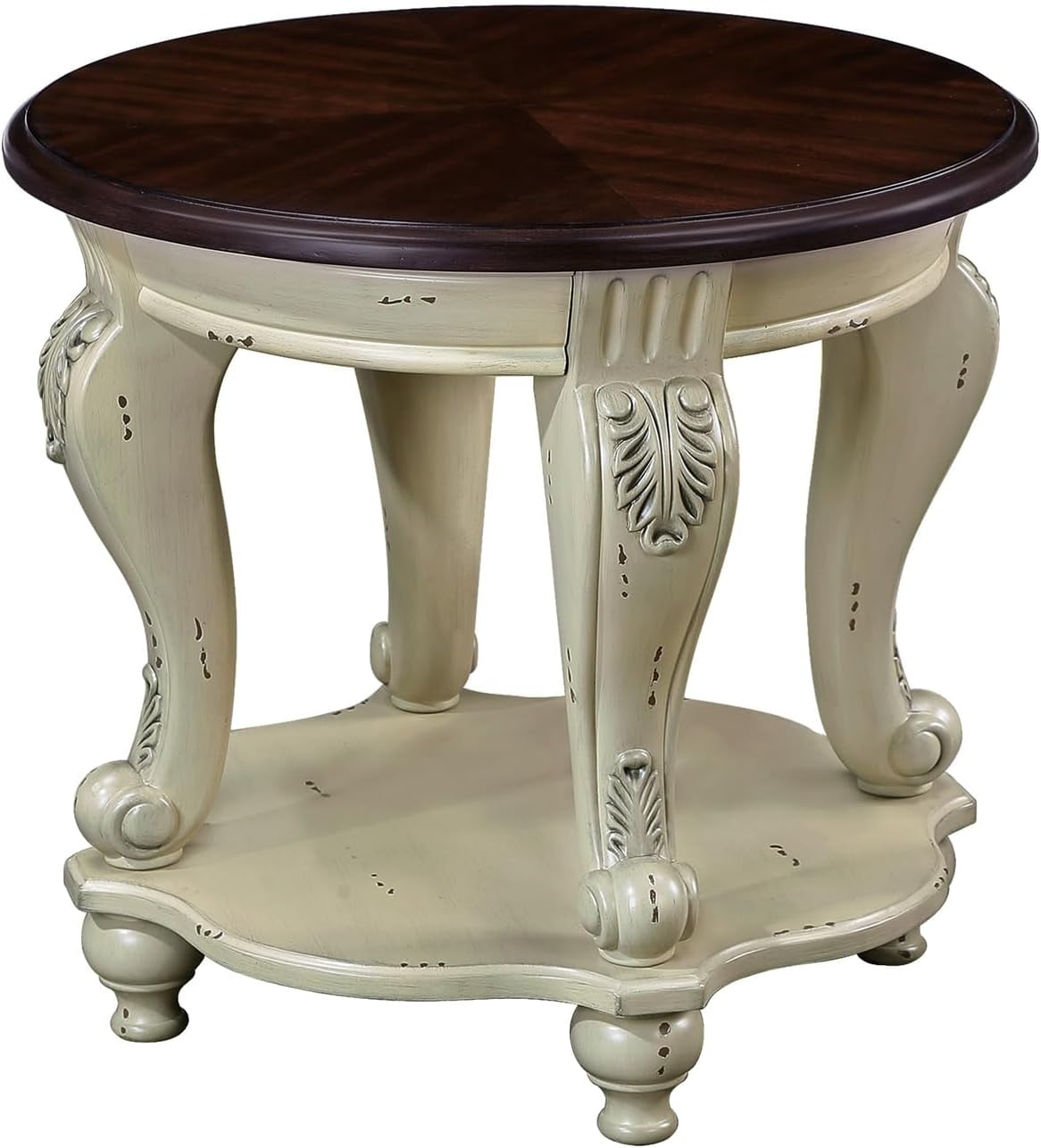 Vintage Small Round End Table 22" Wood Side Tables Living Room Office ...